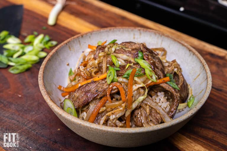 Lighter Mongolian Beef Bowl - Fit Men Cook