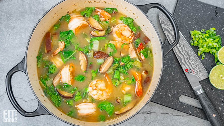Shrimp Stir-fry Soup with Bok Choy - Fit Men Cook